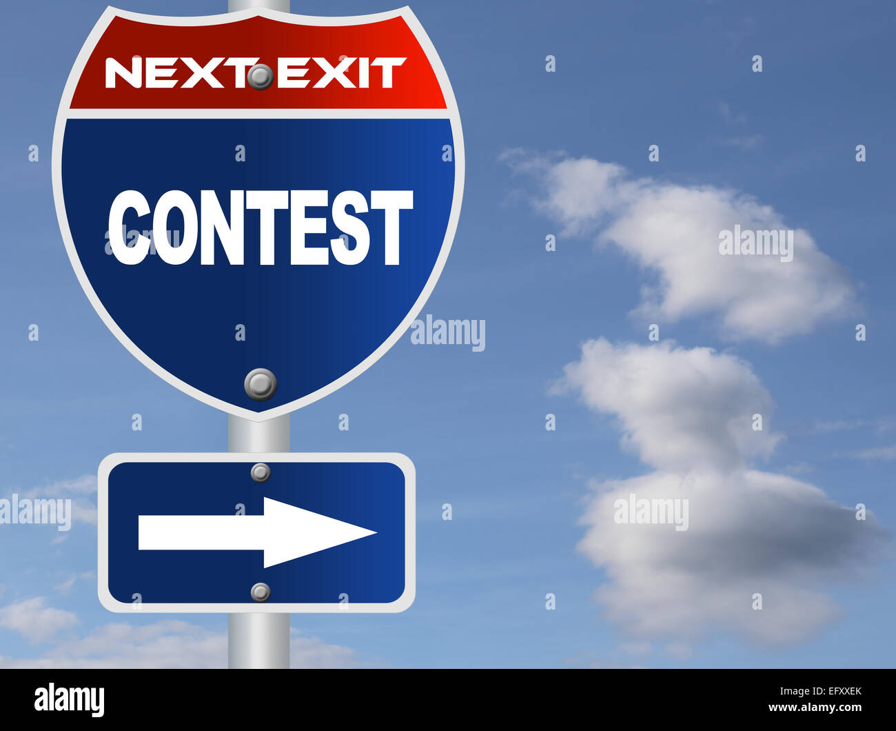 Contest road sign Stock Photo - Alamy