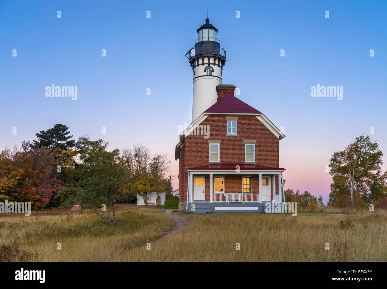 Pictured Rocks National Lakeshore, MI: Sunrise light on Au Sable Light ...