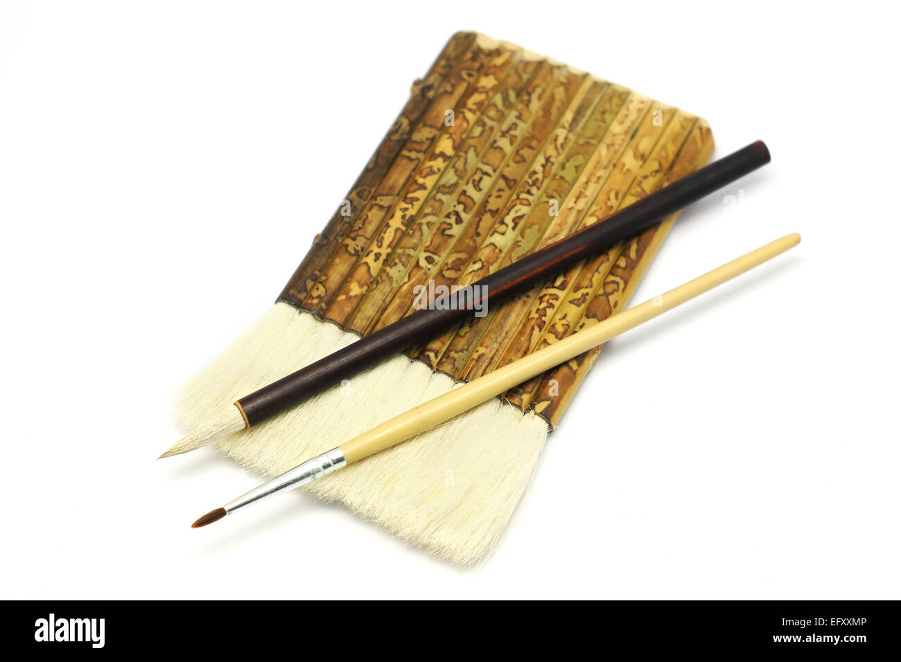 paintbrush and asian writing brush isolated on white background Stock ...