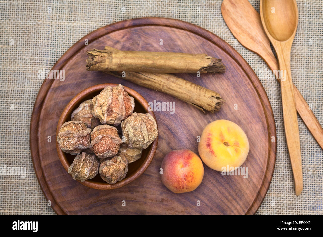 Dried peeled peach called quisa (also kisa, mocochinchi) from which a ...