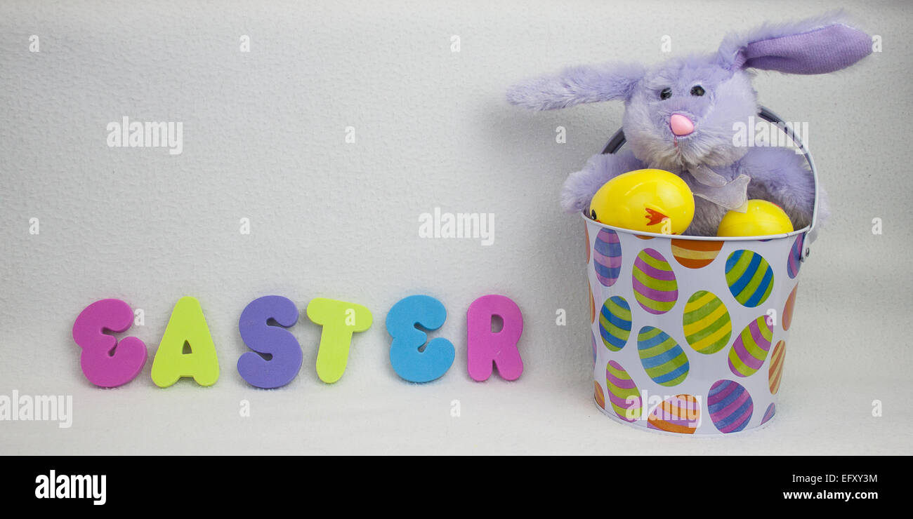 Colorful EASTER image and theme, with Easter is spelled out in foam ...