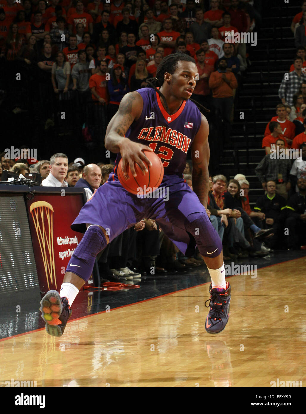 Charlottesville, Virginia, USA. 13th Jan, 2015. Clemson guard Rod Hall ...