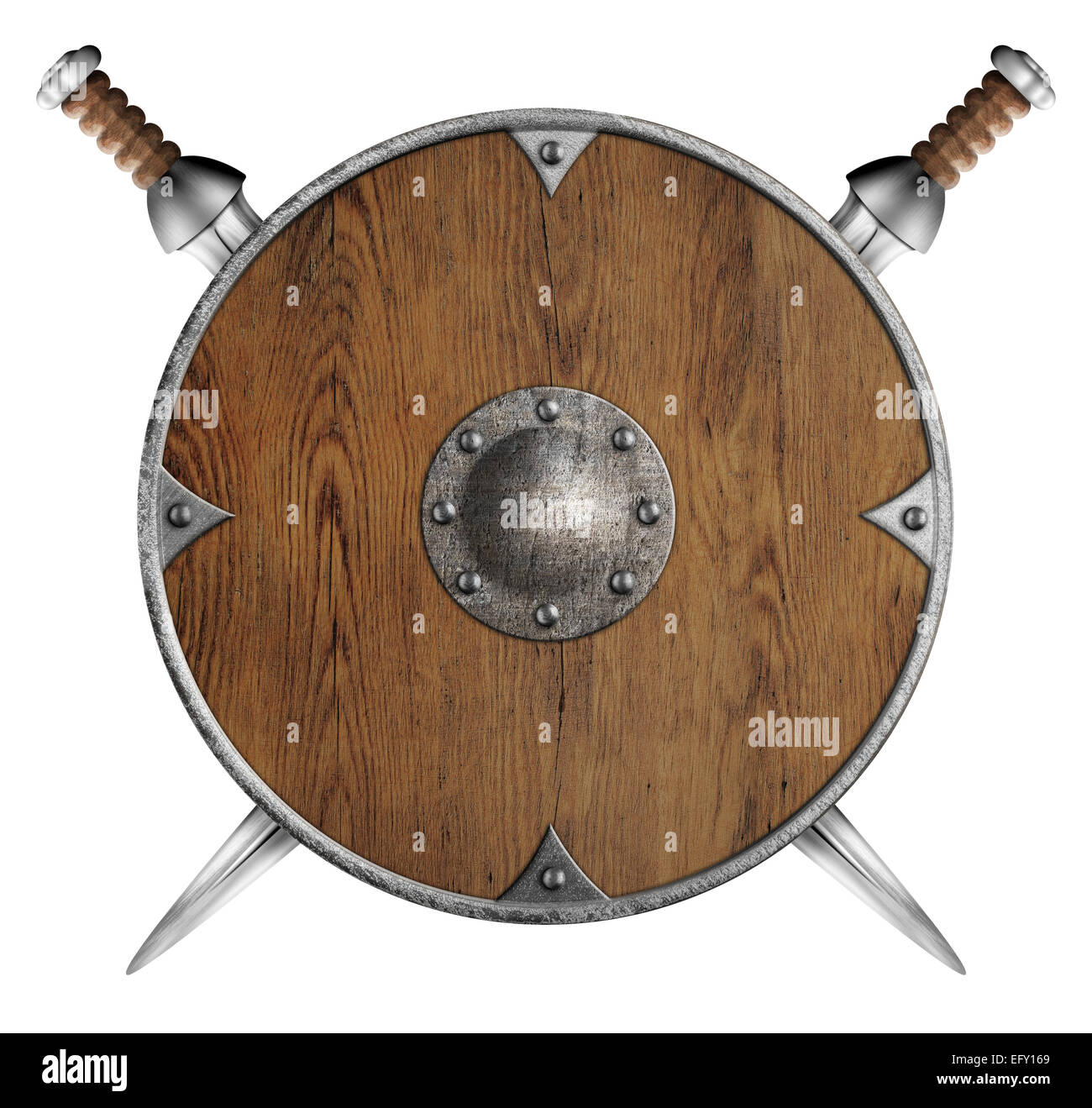 Old wooden shield two crossed hi-res stock photography and images - Alamy