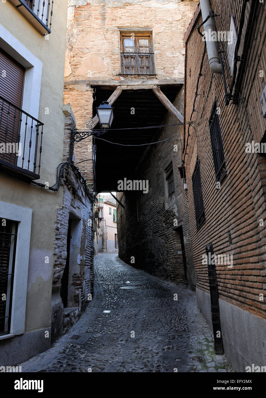 view of old medieval alley at Toledo, Spain Stock Photo - Alamy