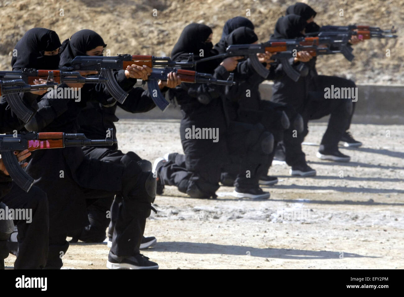 Nowshera, Pakistan. 11th Feb, 2015. Female police commandos attend a ...