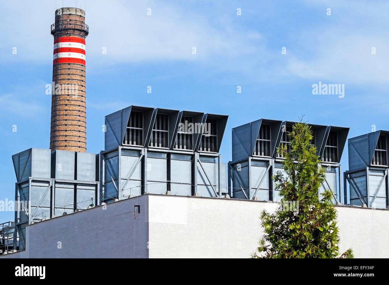 Smoke stack and air filters of the power plant Stock Photo - Alamy