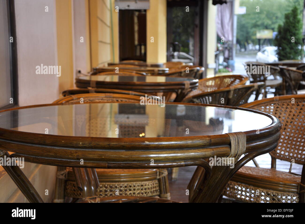 Old fashioned open air café terrace Stock Photo - Alamy