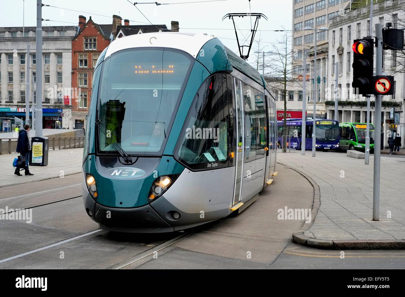 Tram in the old market square Nottingham city centre england uk Stock ...