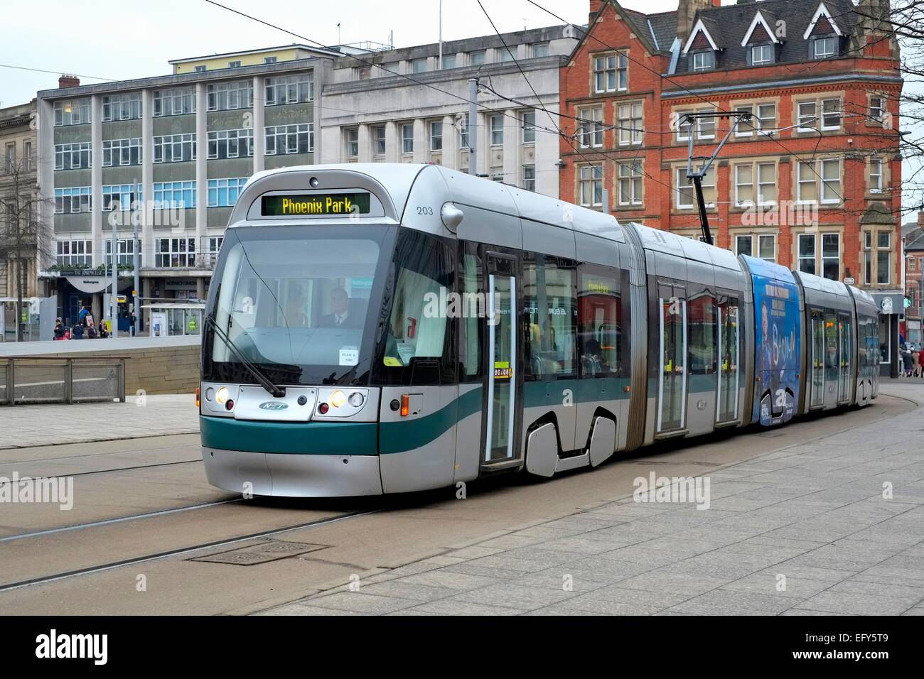Tram in the old market square Nottingham city centre england uk Stock ...