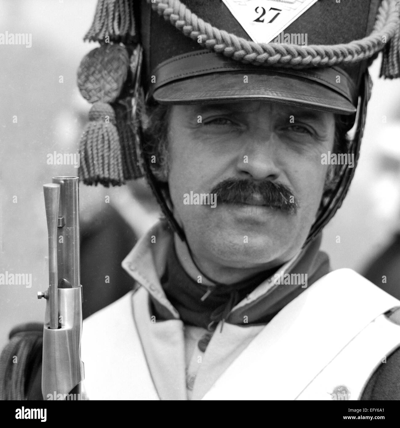WATERLOO, BELGIUM -CIRCA 1990: Actor in costume during the reenactment ...