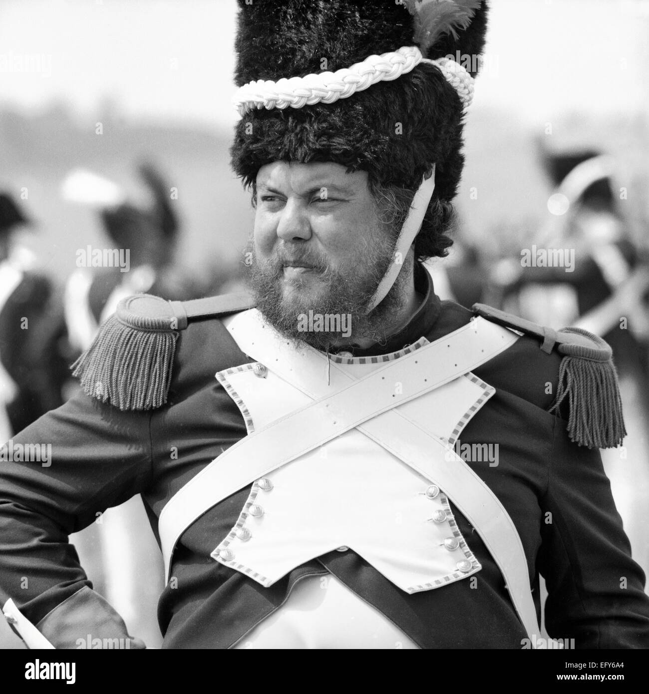 WATERLOO, BELGIUM -CIRCA 1990: Actor in costume during the reenactment ...