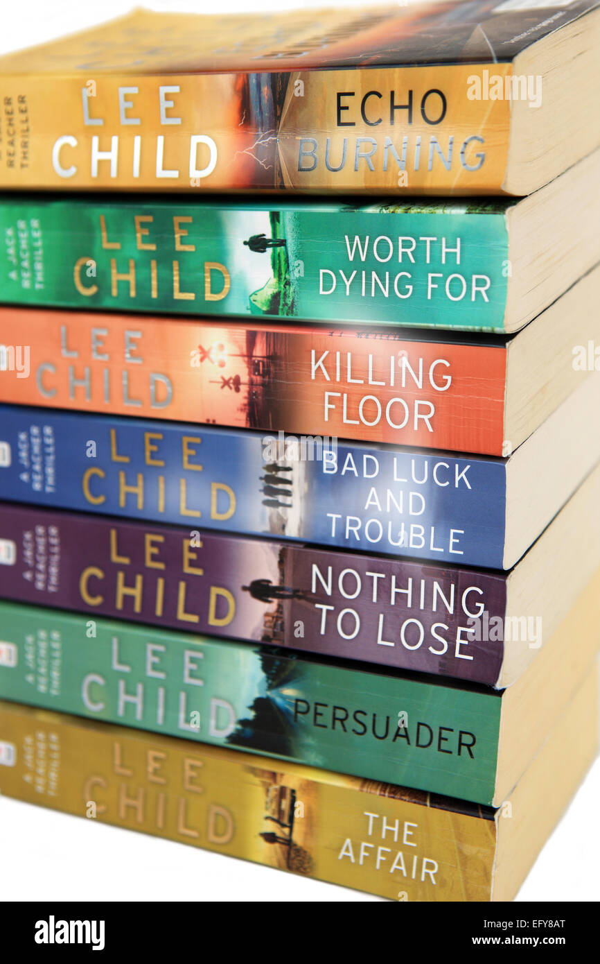 Stack of Lee Child books about the Jack Reacher character Stock Photo ...