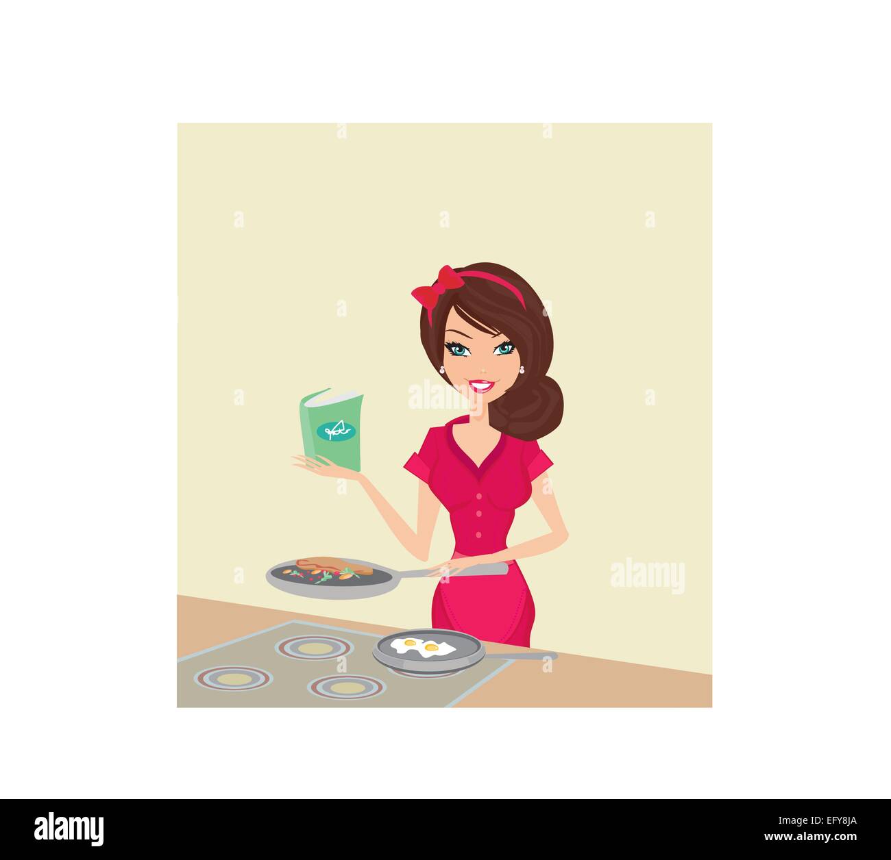 Beautiful housewife cooking Stock Vector Image & Art - Alamy
