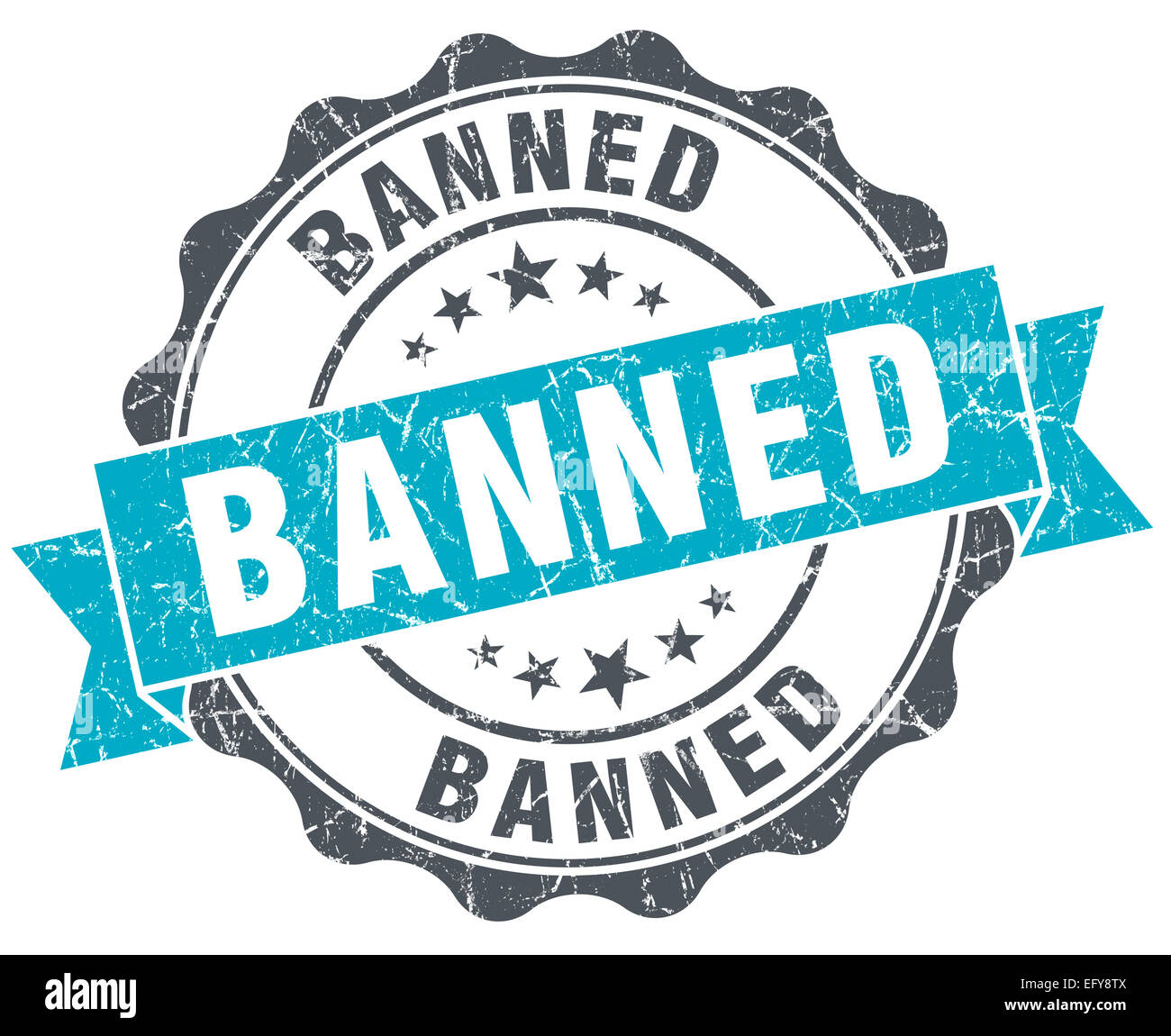 banned vintage turquoise seal isolated on white Stock Photo - Alamy