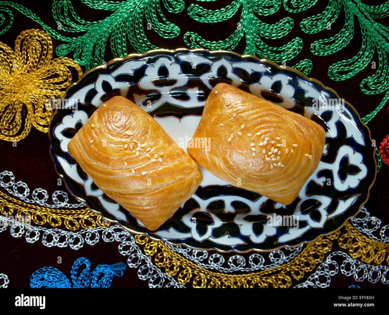 traditional eastern food samsa - Uzbek cuisine Stock Photo - Alamy