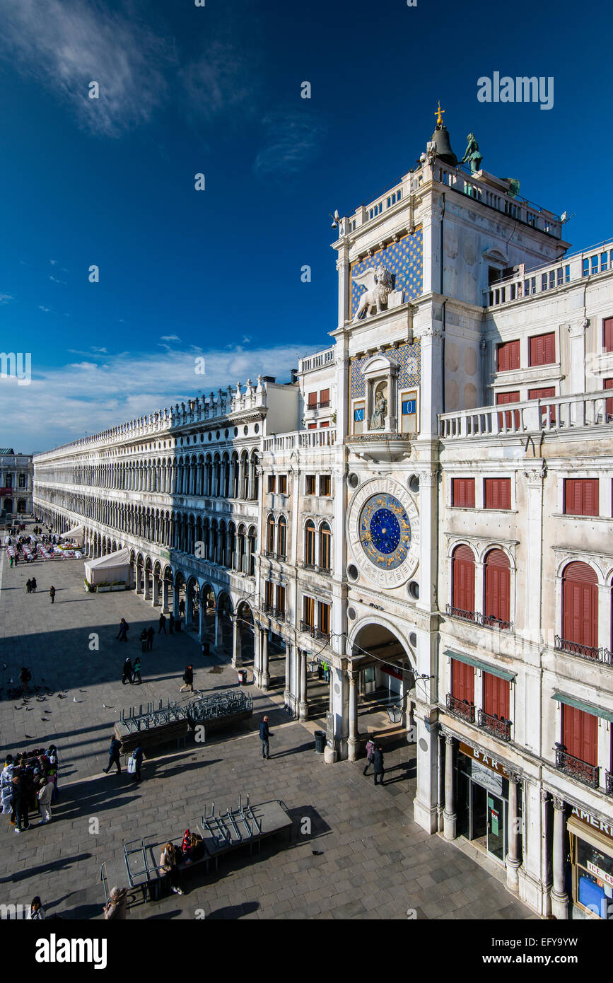 Top view of St. Mark’s Square with the Clock Tower, Venice, Veneto ...