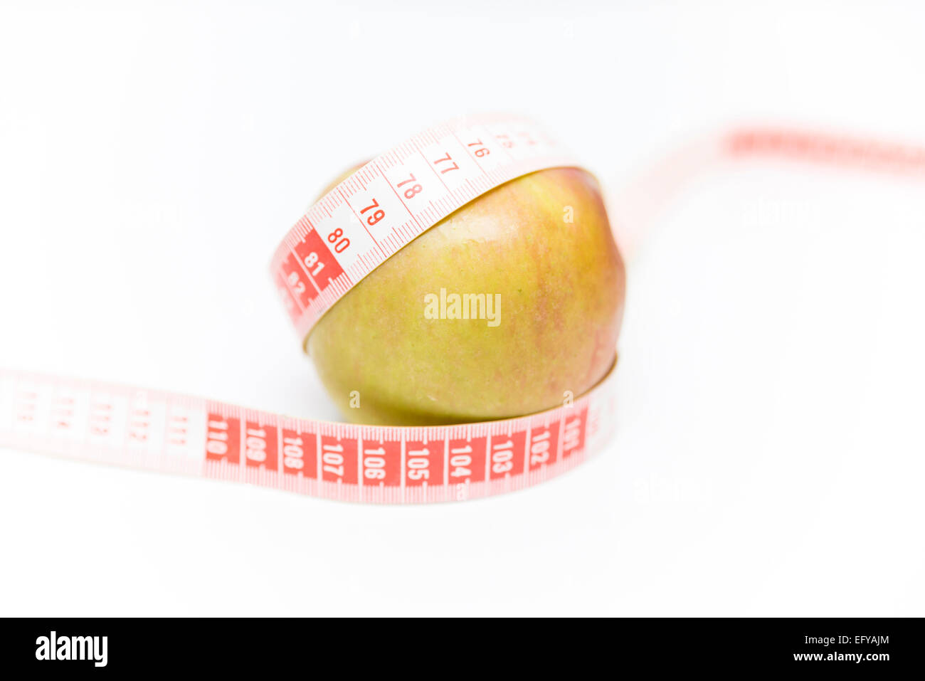 green apple with a meter on a white background Stock Photo - Alamy