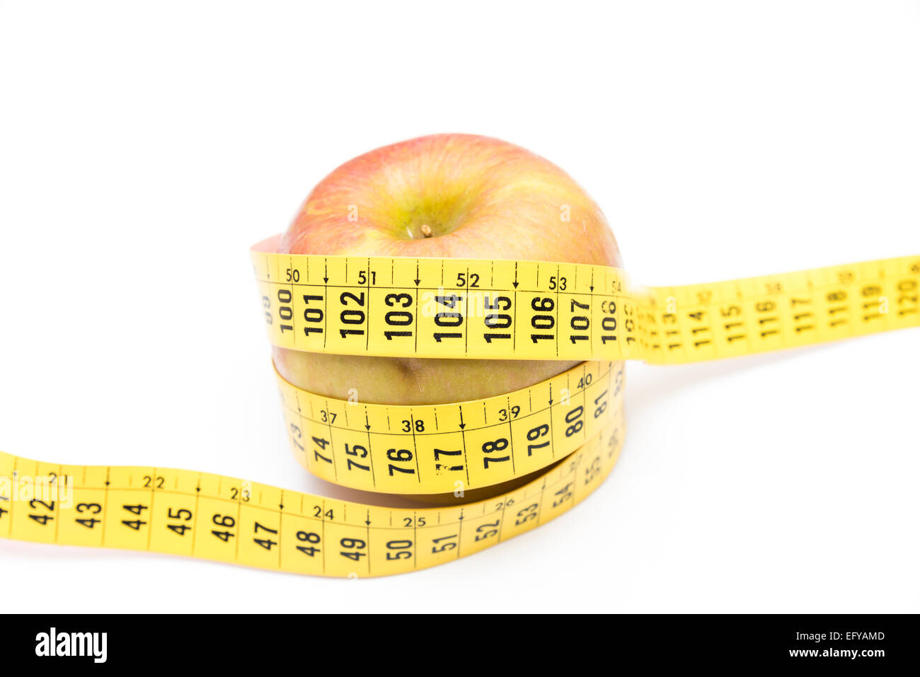 green apple with a meter on a white background Stock Photo - Alamy