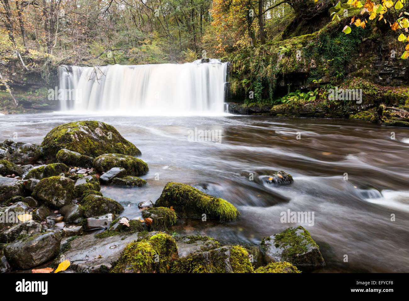 Waterfall at Pont Nedd Fechan, Wales Stock Photo - Alamy