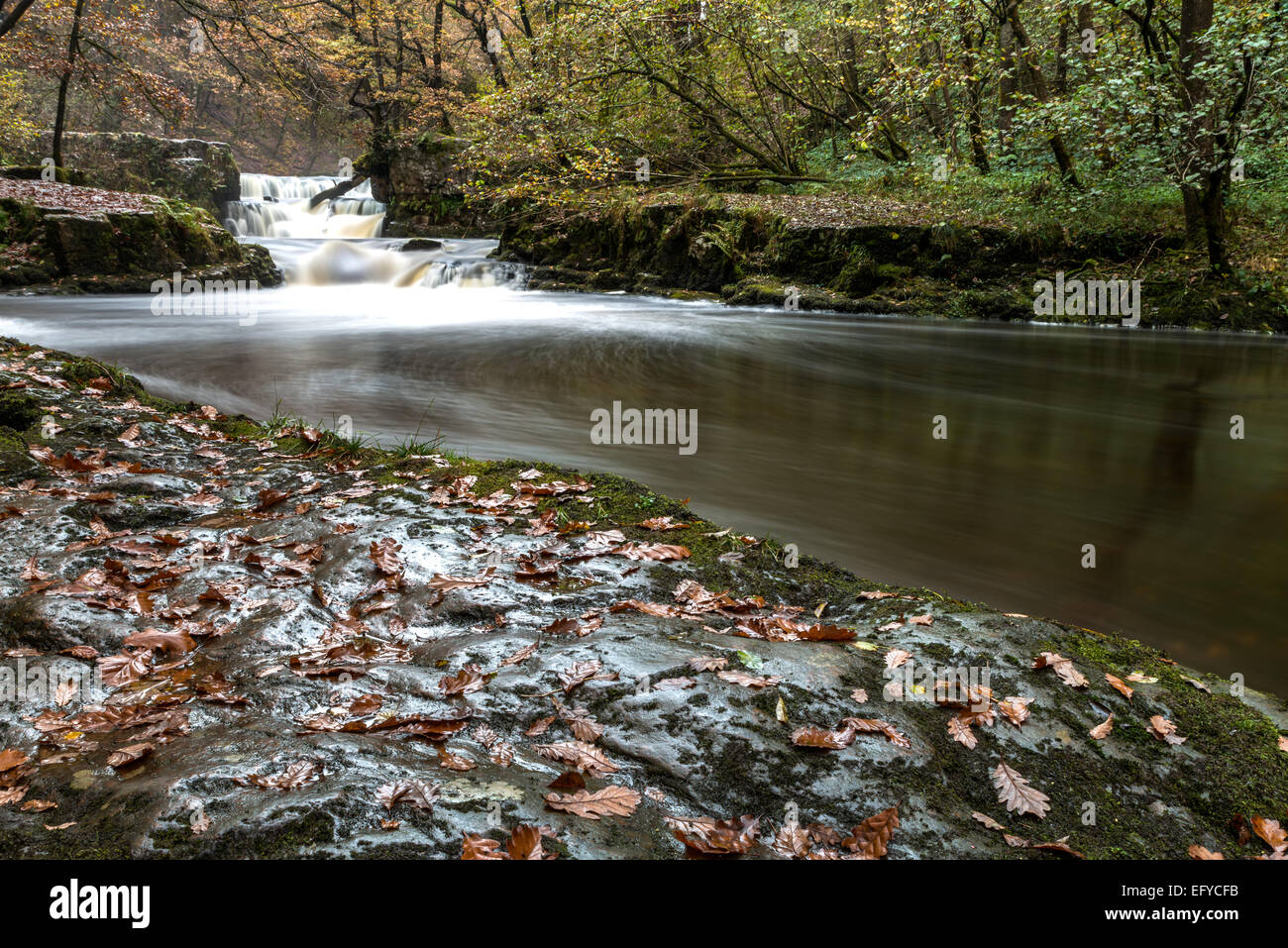Waterfall at Pont Nedd Fechan, Wales Stock Photo - Alamy