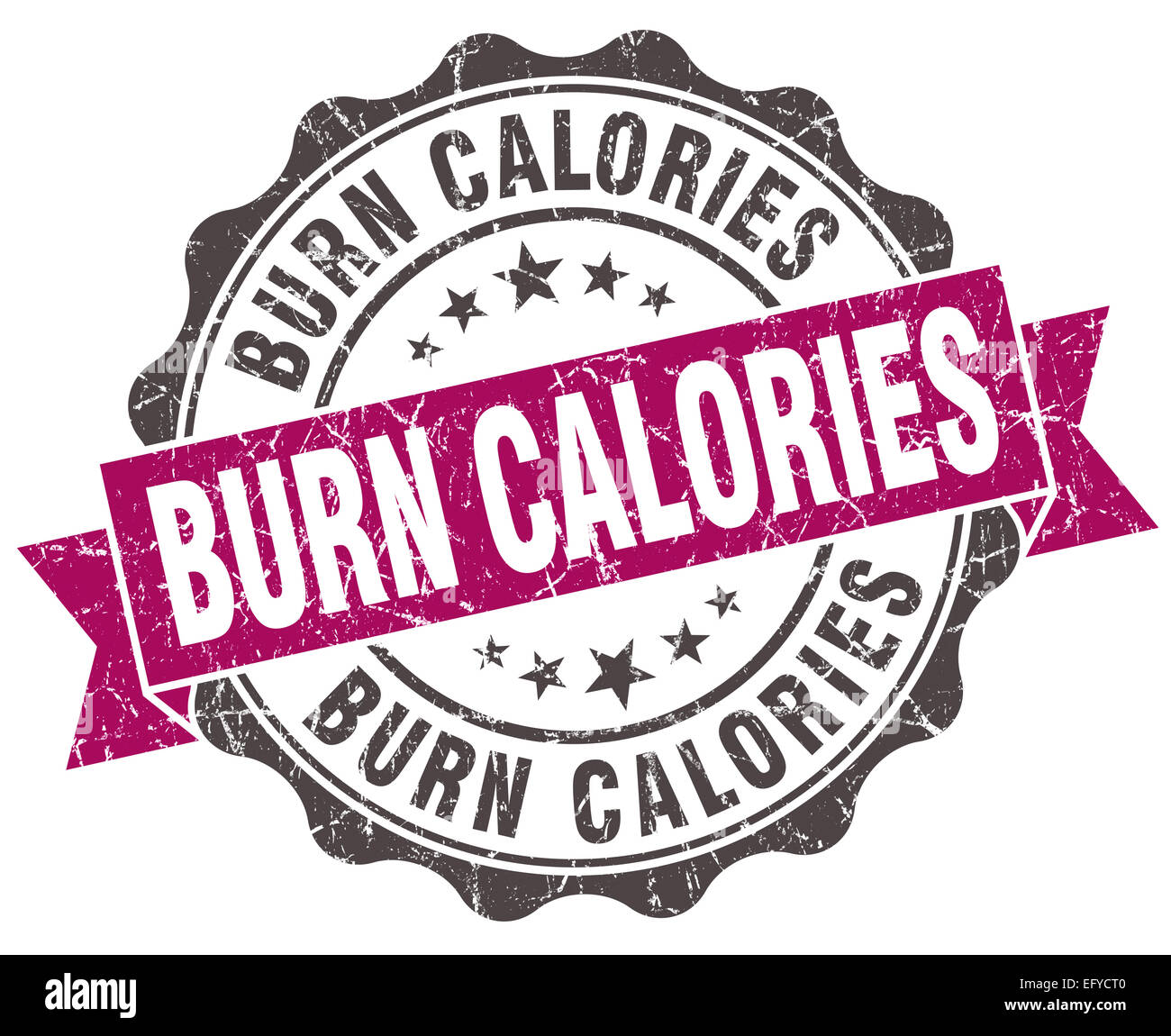 burn calories grunge violet seal isolated on white Stock Photo - Alamy