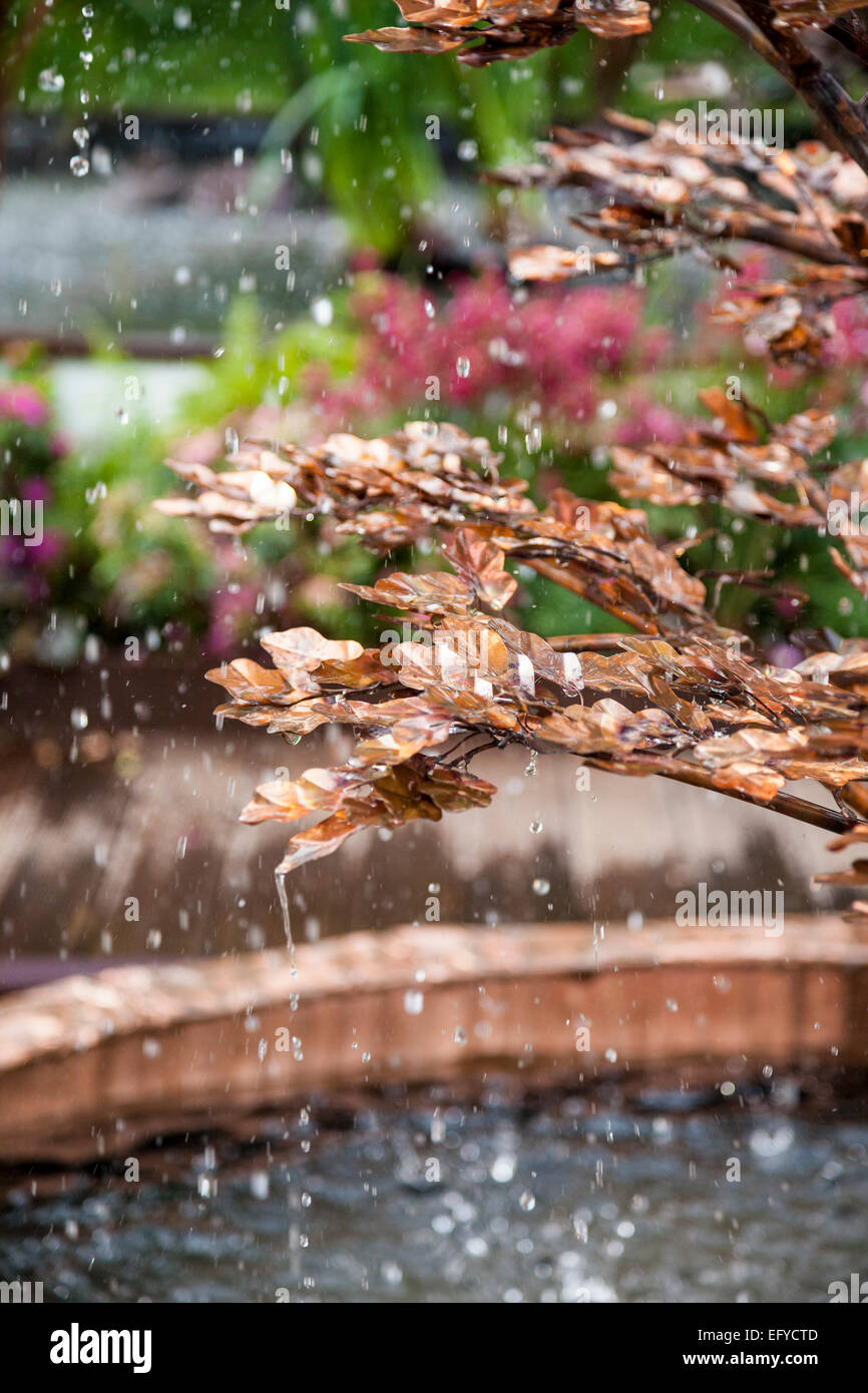 Water feature/fountain at the Chelsea Flower Show 2014 featuring a tree ...