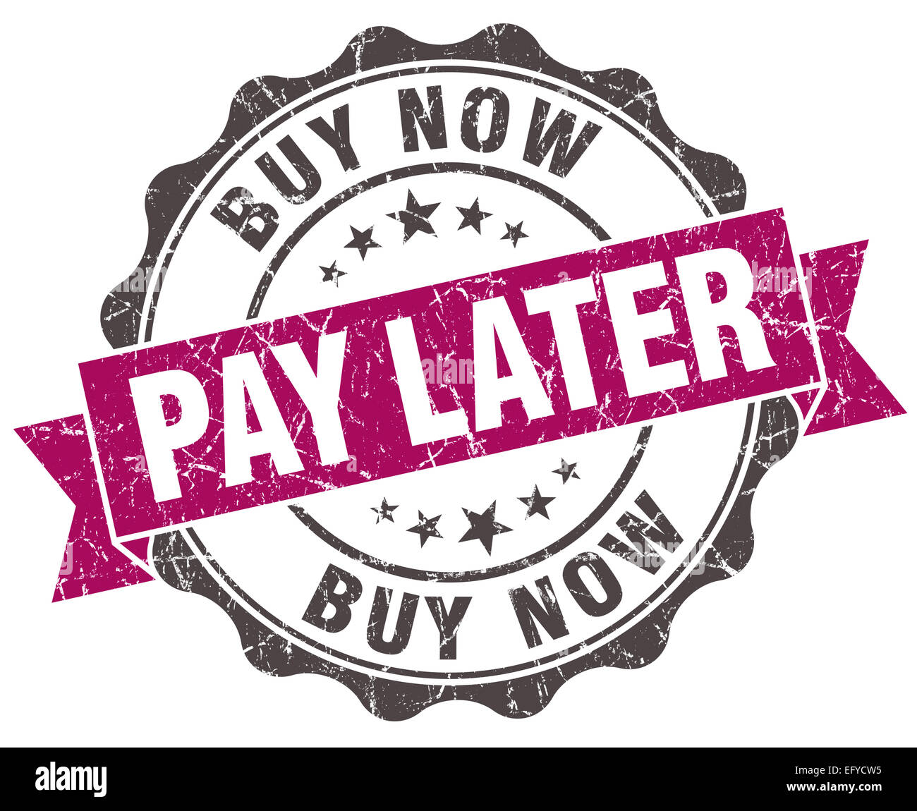 buy now pay later grunge violet seal isolated on white Stock Photo - Alamy