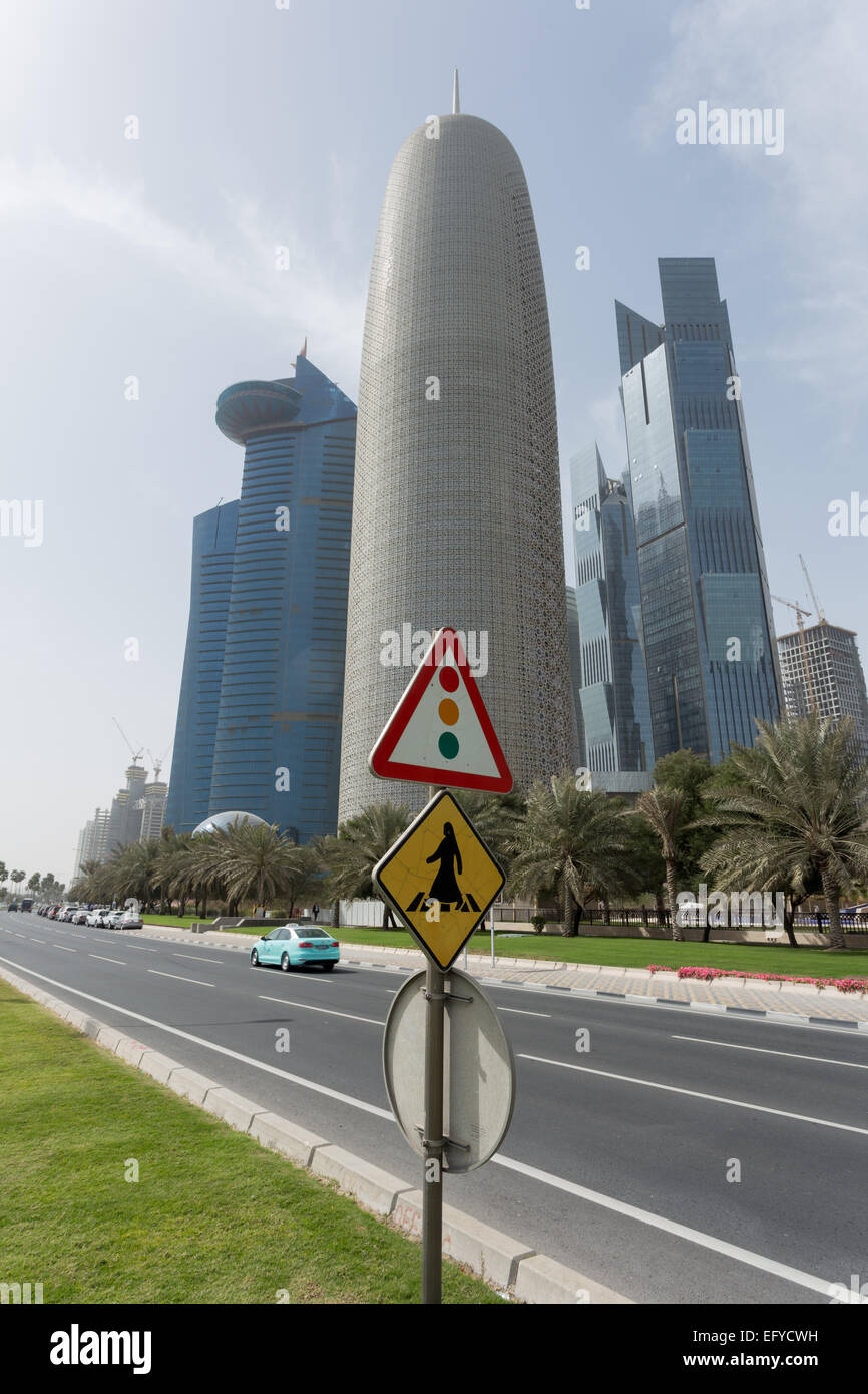 DOHA, Qatar - February 11, 2015: Crossing sign showing an Arab in ...