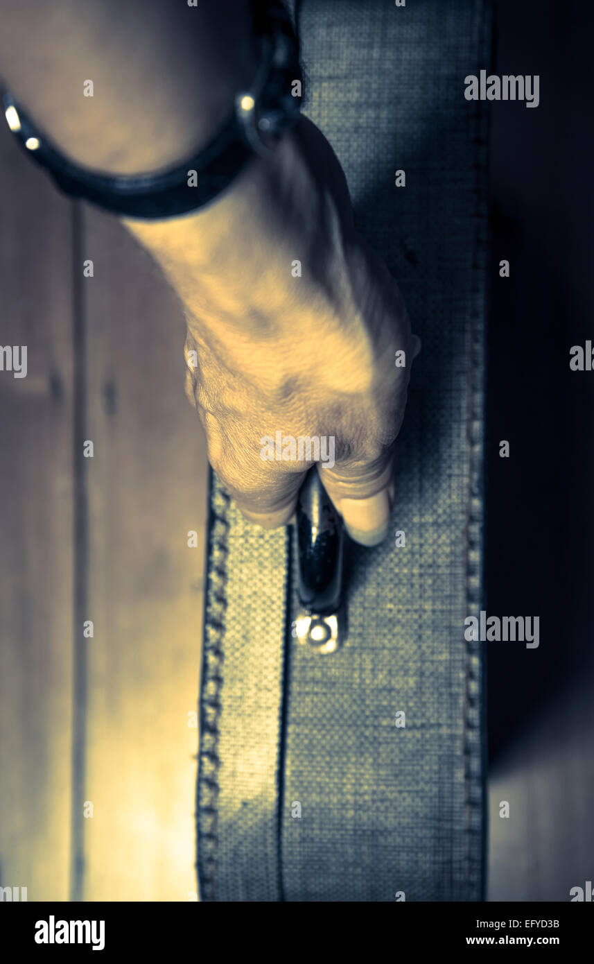 Hand holding suitcase hi-res stock photography and images - Alamy