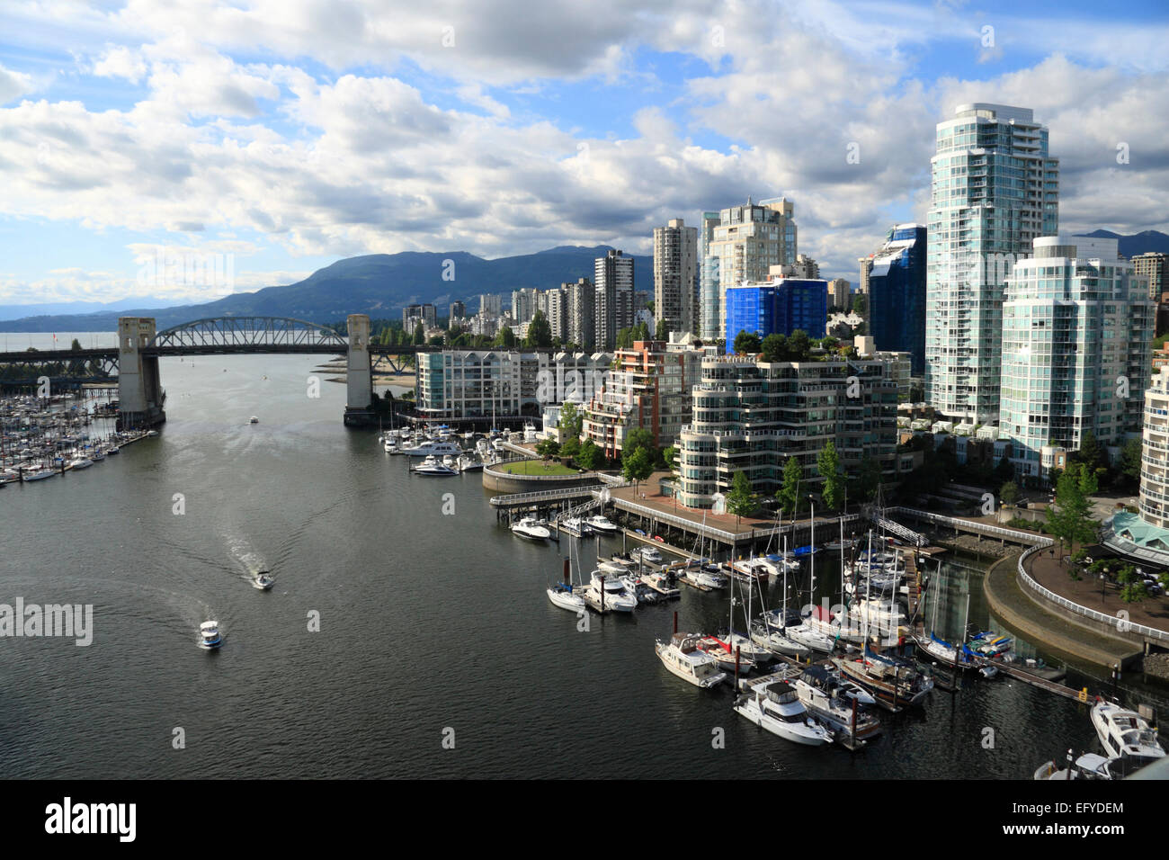 View from Granville-Island to Vancouver downtown, British Columbia ...
