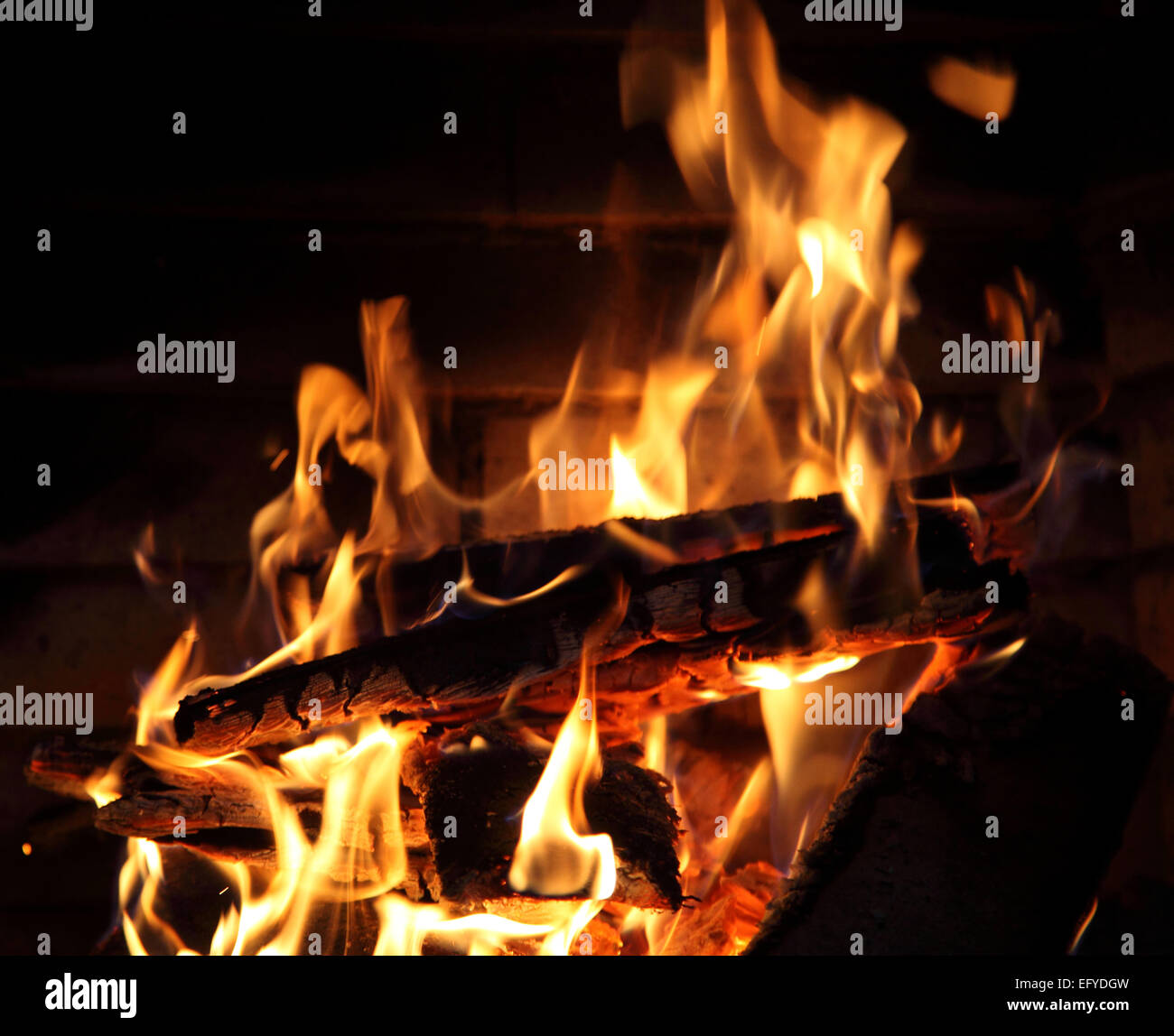 fire burning in the fireplace Stock Photo - Alamy