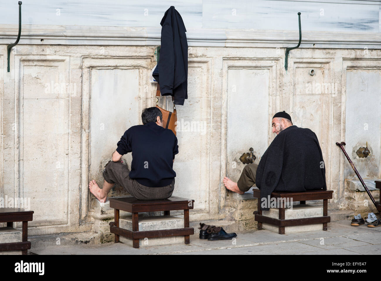 Believers, foot-washing, washing ritual, Suleymaniye Mosque, European ...