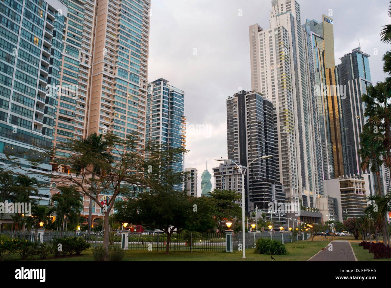 Balboa Avenue skyline skyscraper road seawall new. Skyline, Panama City ...