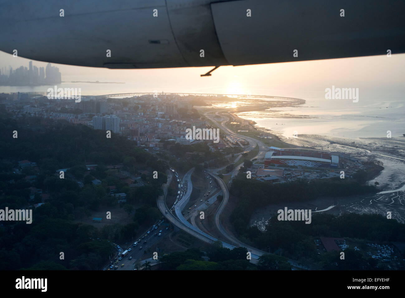Panama Aerial view Panama City Central America coast shore sea ocean ...