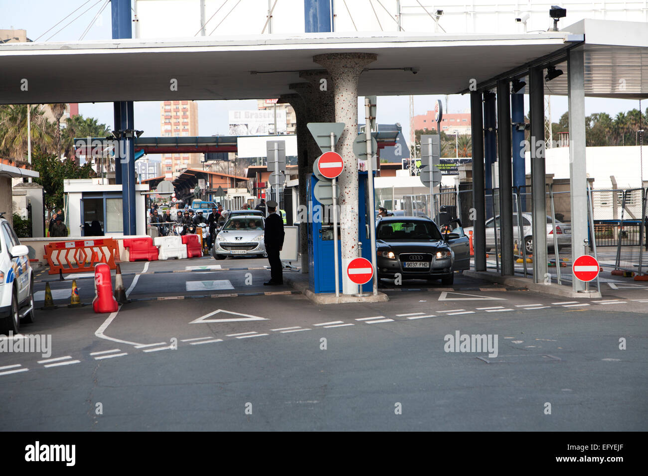 Customs at the border between Spain and Gibraltar, British overseas ...