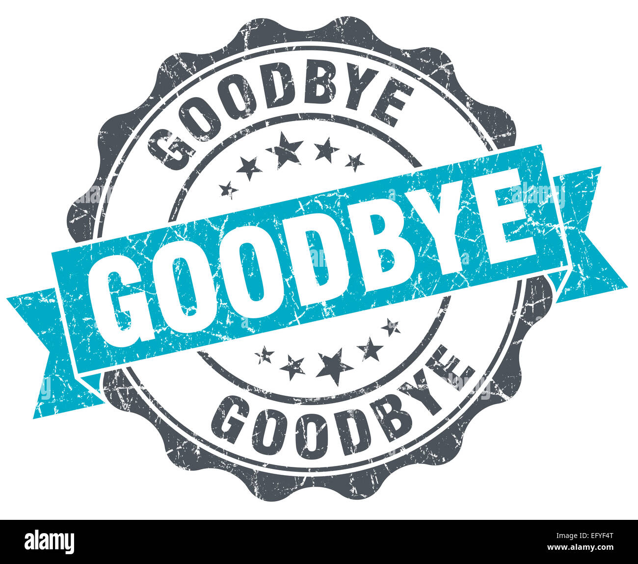 goodbye vintage turquoise seal isolated on white Stock Photo - Alamy