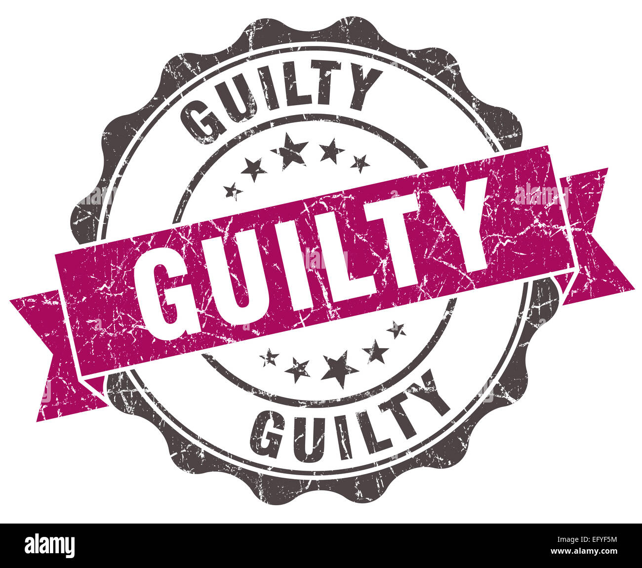 guilty grunge violet seal isolated on white Stock Photo - Alamy