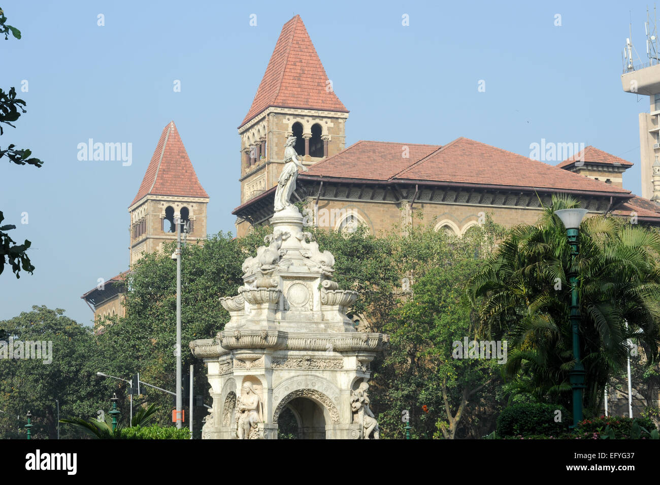 Famous landmark of Mumbai the Flora fountain in front of colonial ...
