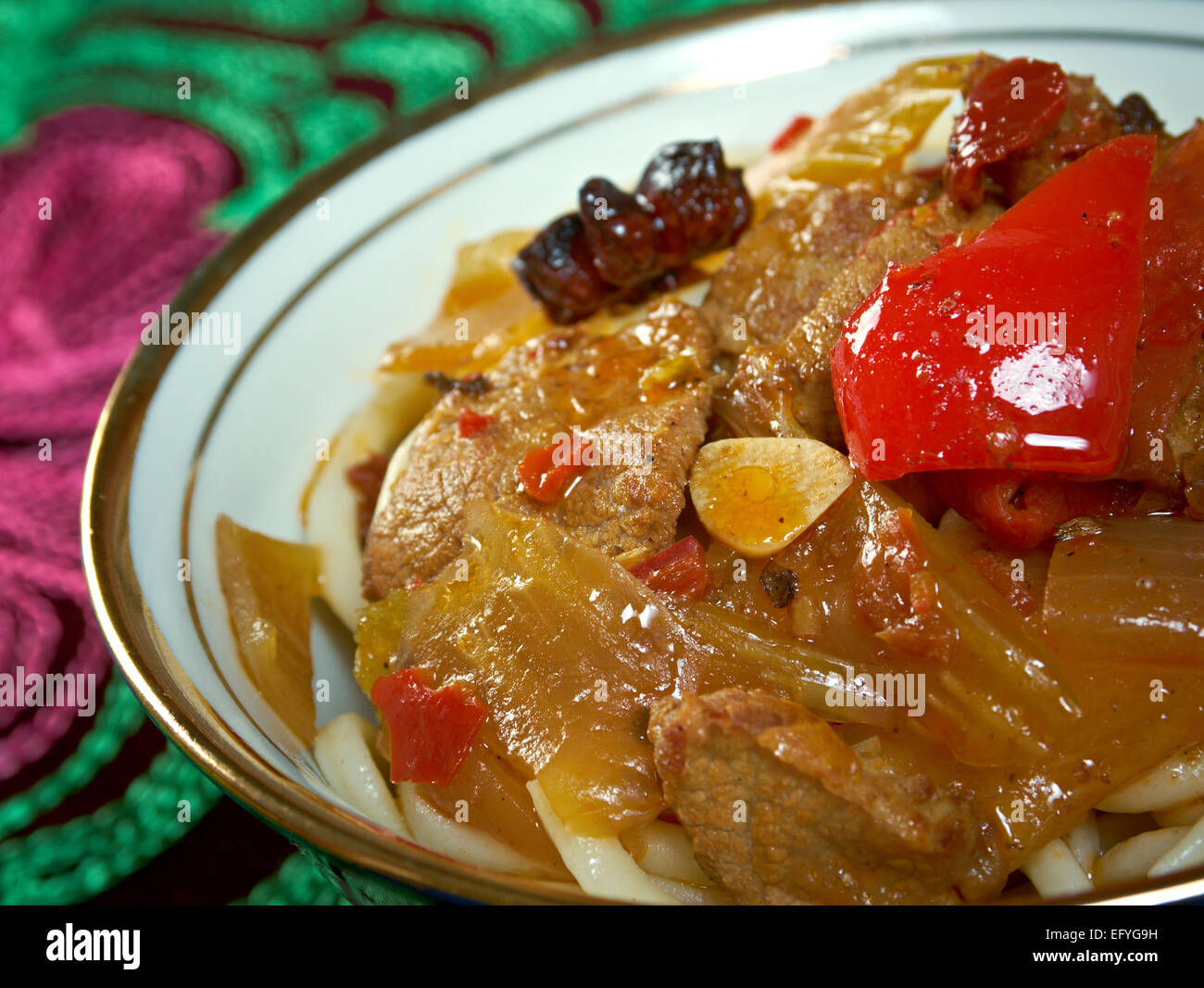 oriental uzbek soup lagman - Uzbek cuisine Stock Photo - Alamy
