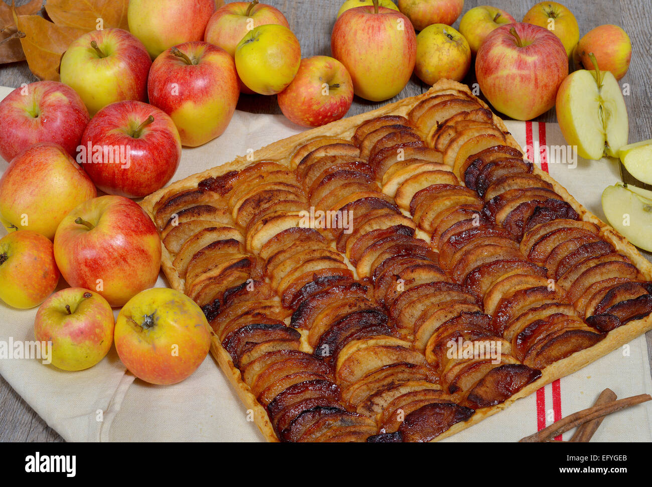 apple pie , fruits,on the rustic table Stock Photo - Alamy