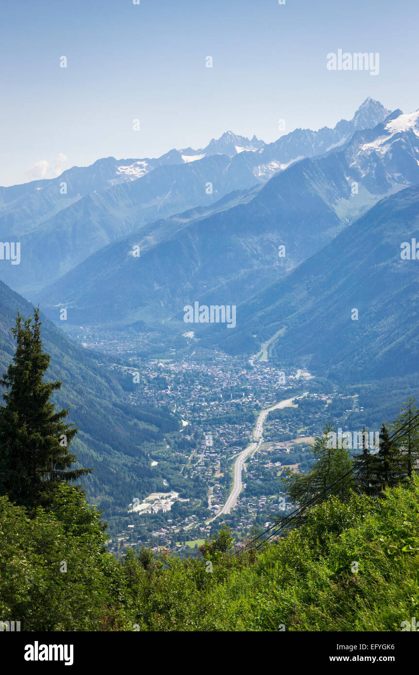 Chamonix town in the valley, French Alps, France, Europe Stock Photo ...