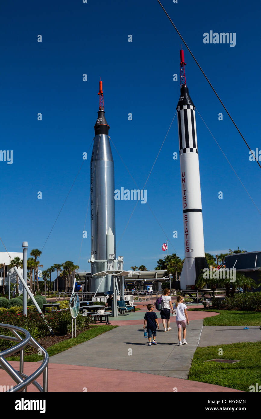 Views of the rockets in the Rocket Garden at Kennedy Space Center Stock ...