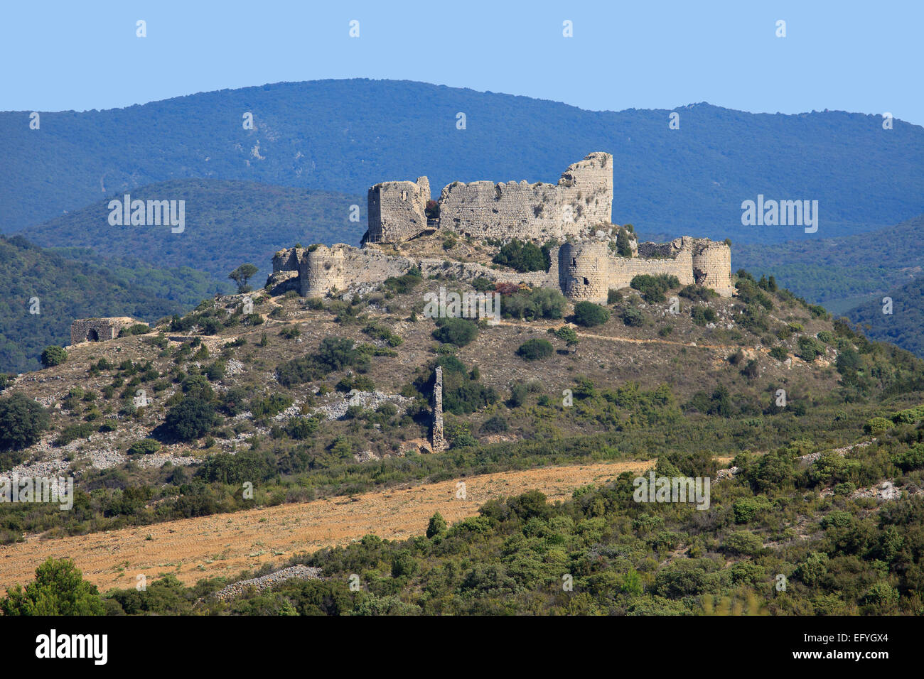 The 12th-century Cathar Castle of Aguilar (Château d'Aguilar) in Aude ...