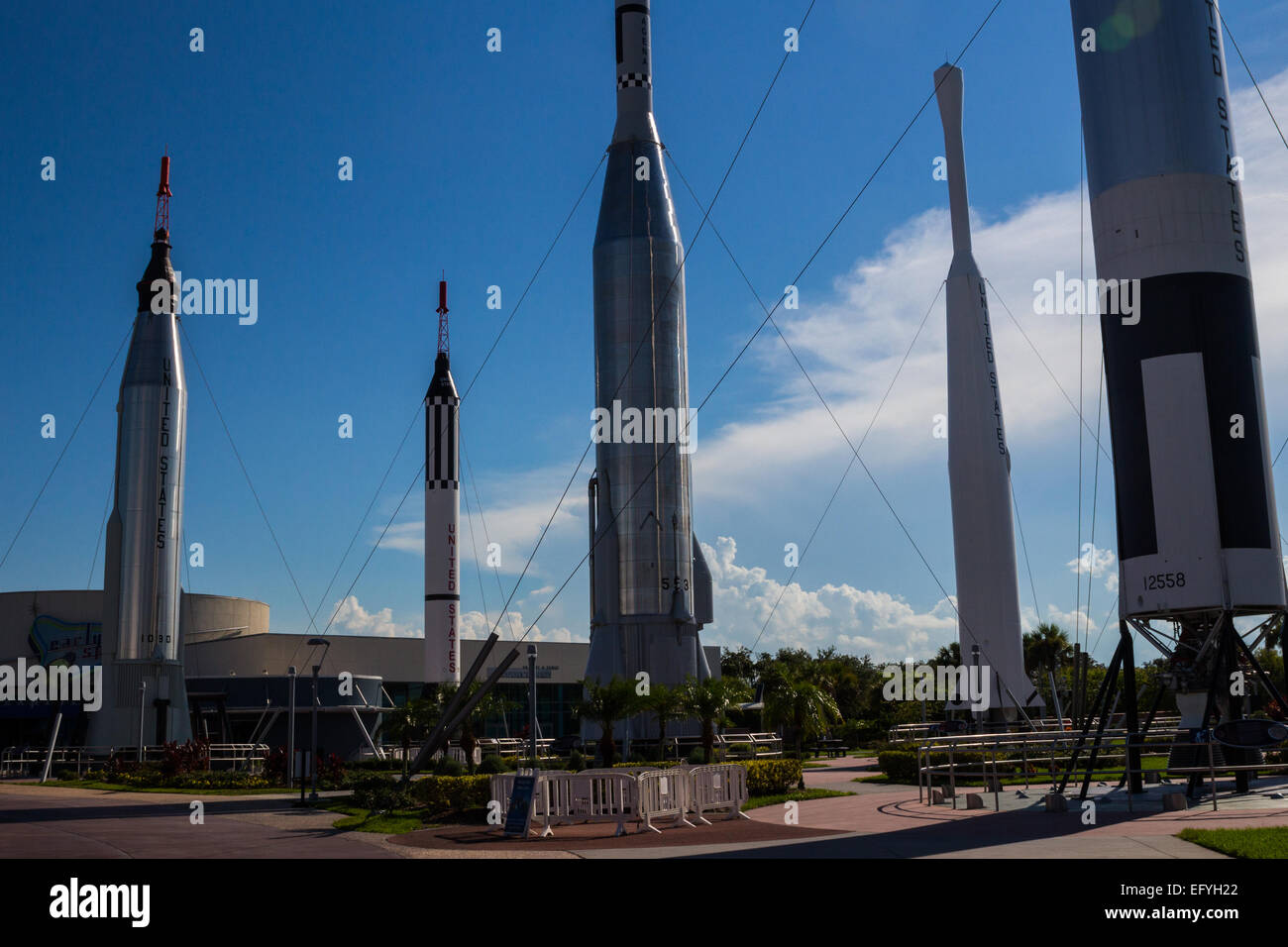 Views of the rockets in the Rocket Garden at Kennedy Space Center Stock ...