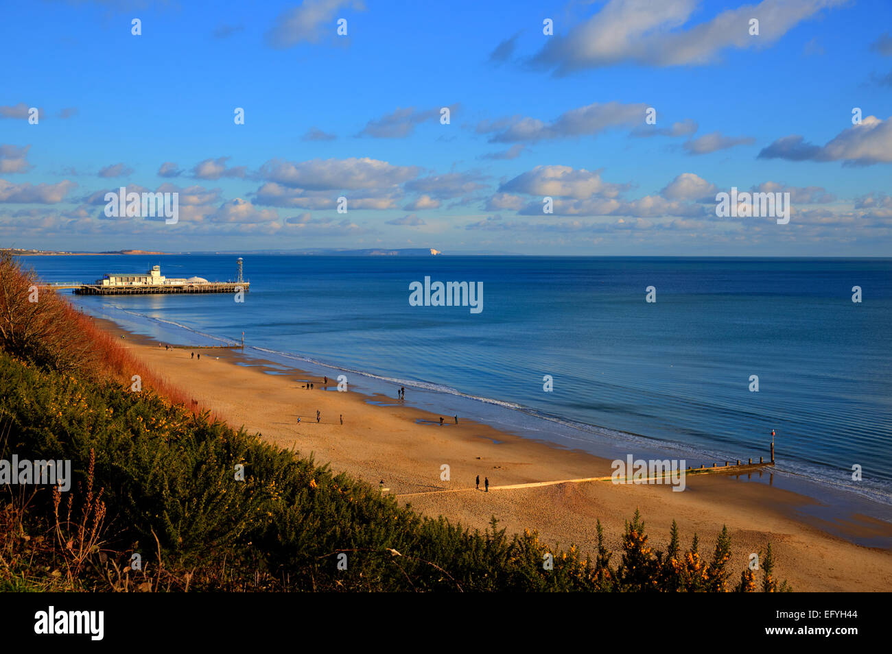 Bournemouth beach pier and coast Dorset England UK near Poole tourist ...