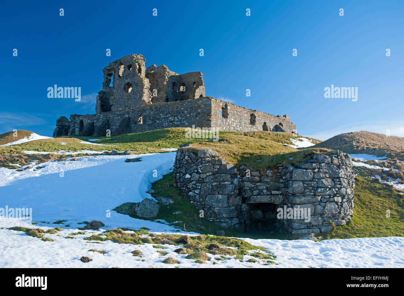 The 15th century ruins of Auchindoun Castle 1/2 mile off the A941 road ...