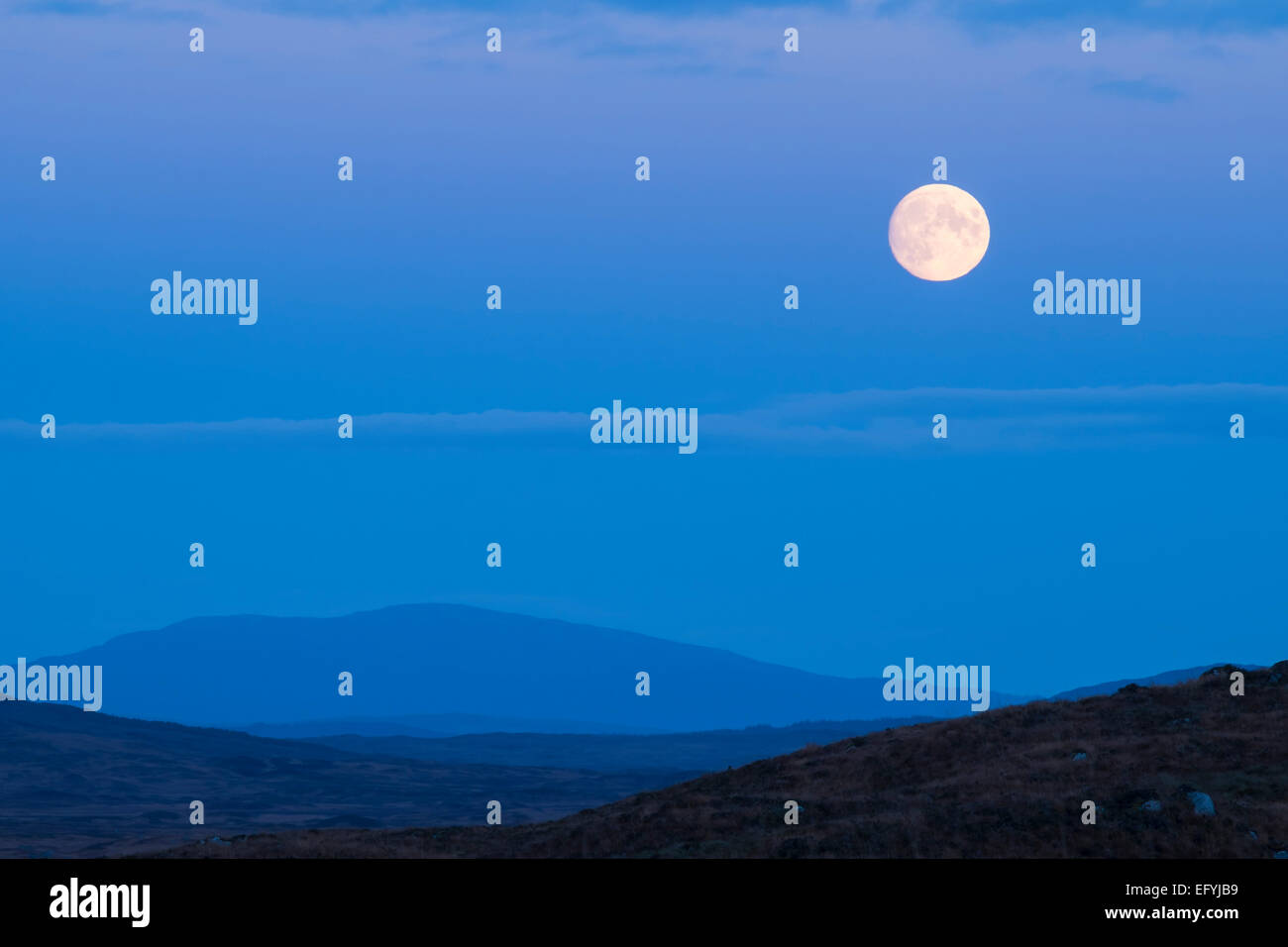 Moonrise over Rannoch Moor in the Scottish Highlands, Scotland Stock ...
