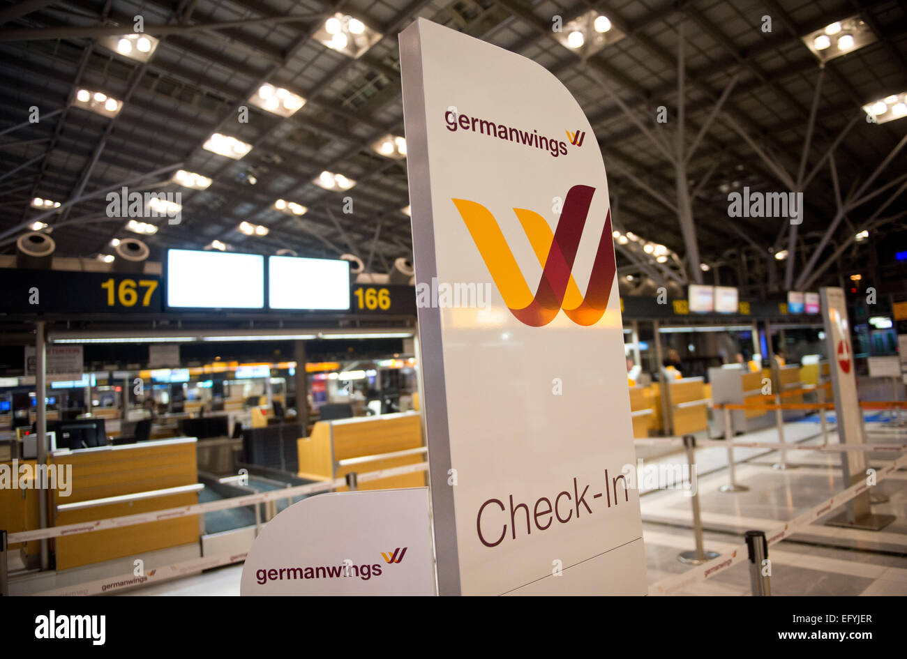 Stuttgart, Germany. 12th Feb, 2015. The check-in counters of carrier ...
