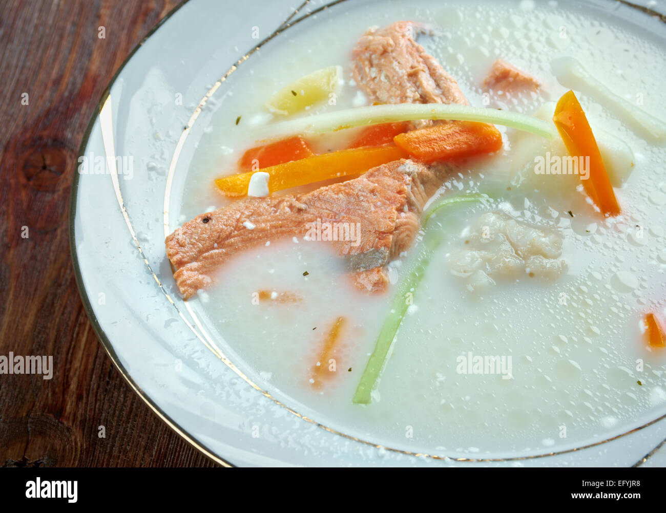 Fiskesuppe - Norwegian Cod and salmon Chowder Stock Photo - Alamy