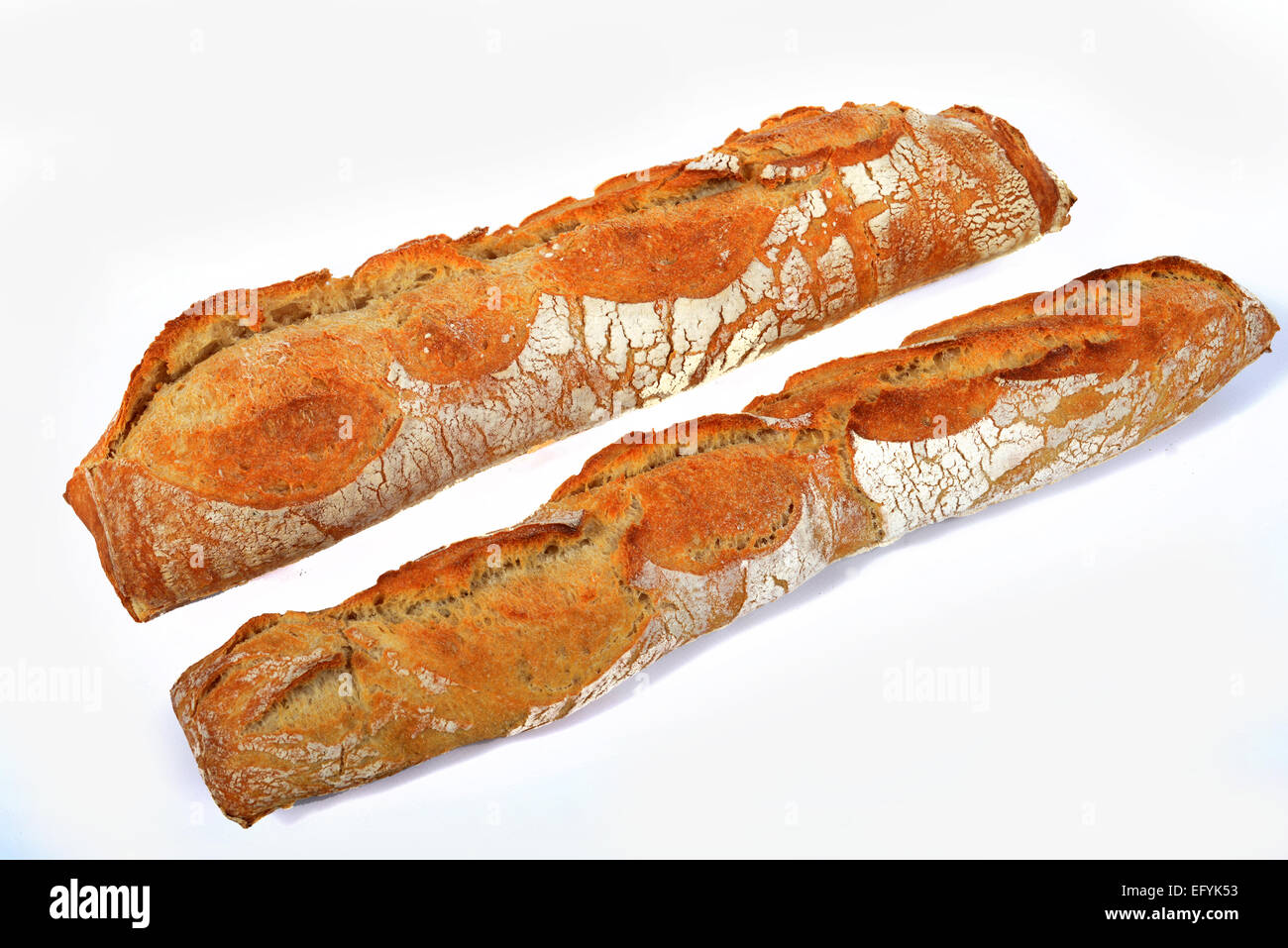 two differents bread on the white background Stock Photo - Alamy
